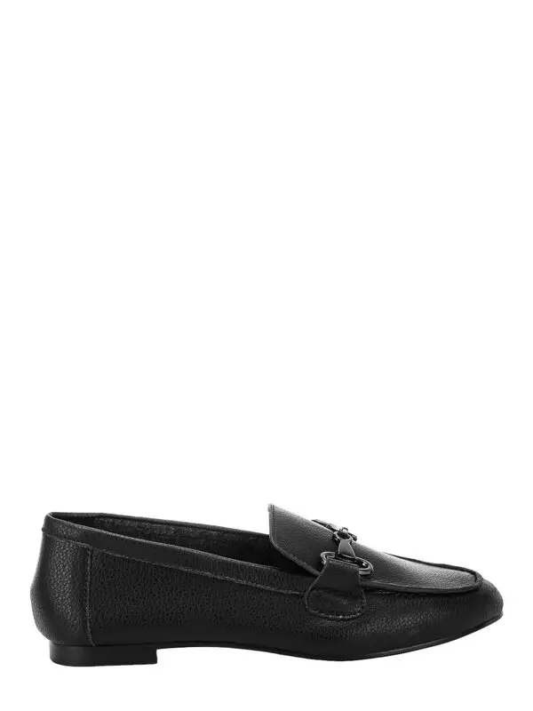 RAG & CO Taranis Monochromatic Horsebit Real Leather Loafers In By - Black
