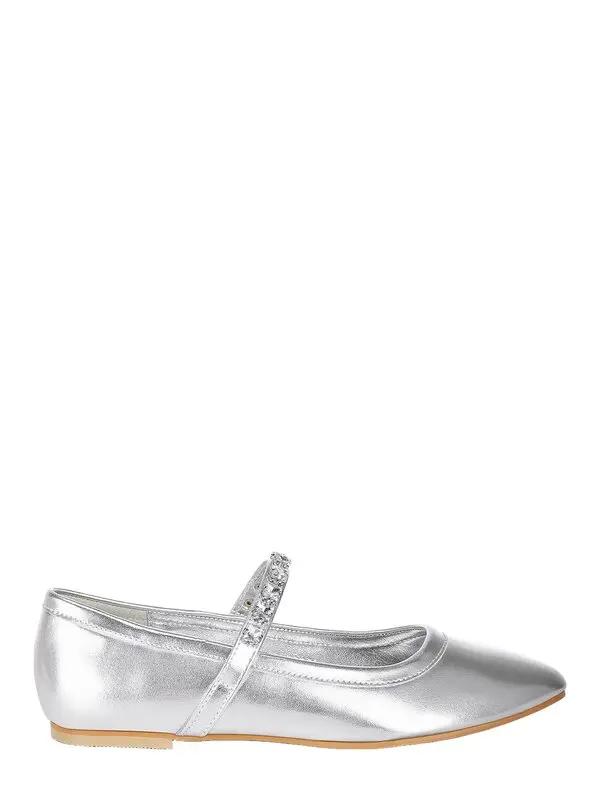 RAG & CO Gloxinia Metallic Mary Jane Ballerinas In By - Silver