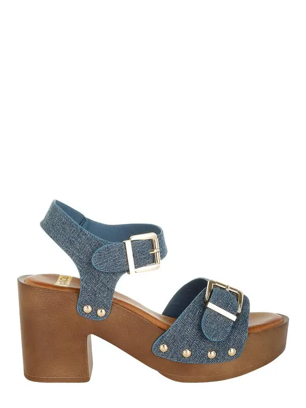 RAG & CO Vipasa Studded Clog Sandals In Denim By - Blue