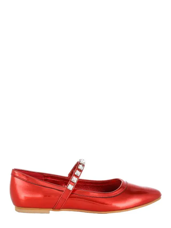 RAG & CO Gloxinia Metallic Mary Jane Ballerinas In By - Red
