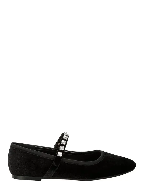 RAG & CO Aralia Velvet Mary Jane Ballerinas In By - Black