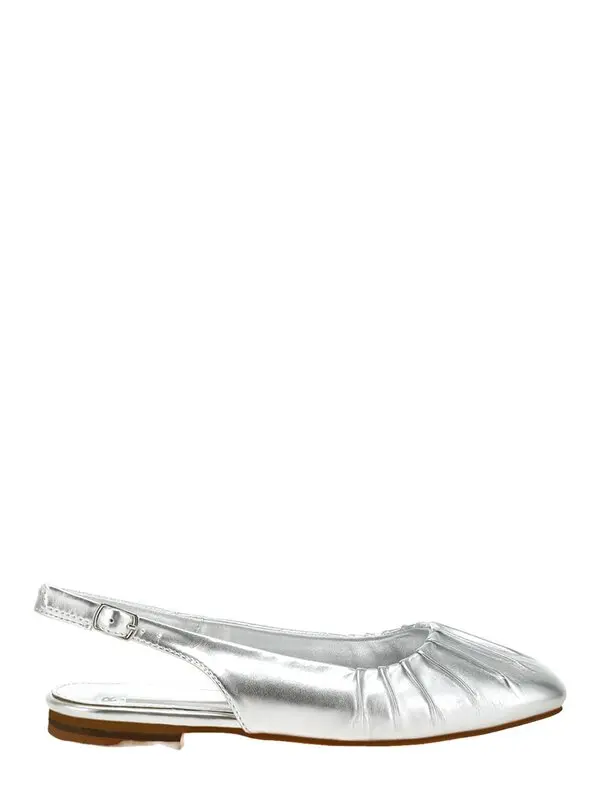RAG & CO Berni Metallic Square Toe Flat Slingbacks In By - Silver