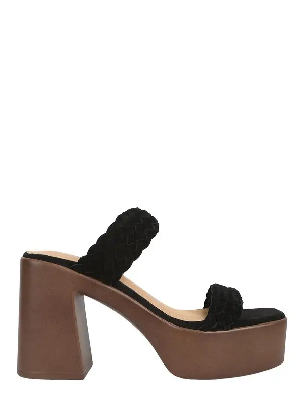 RAG & CO Misaki Woven Suede Strap Platform Sandals In By - Black