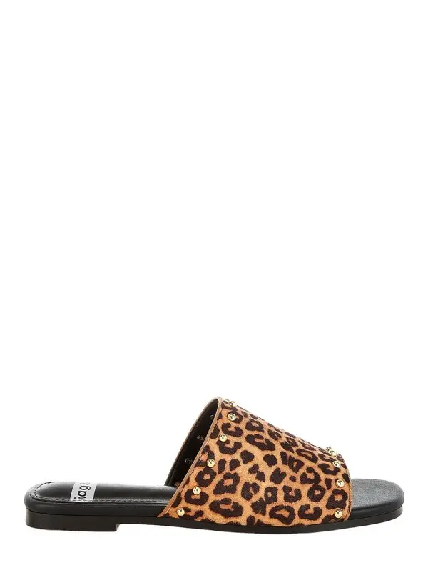 RAG & CO Hilsa Leopard Print Slip-on Flats By - Black