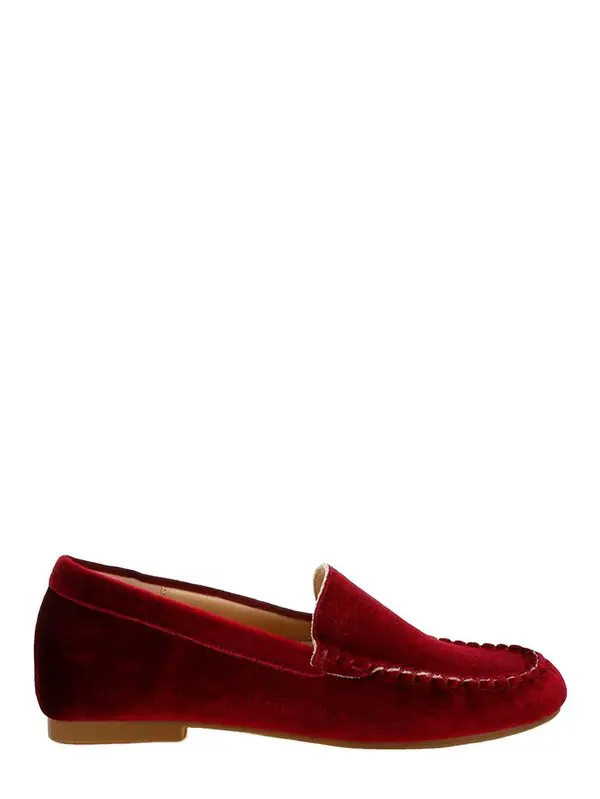 RAG & CO Robua Velvet Flat Loafers In Burgundy By - Red
