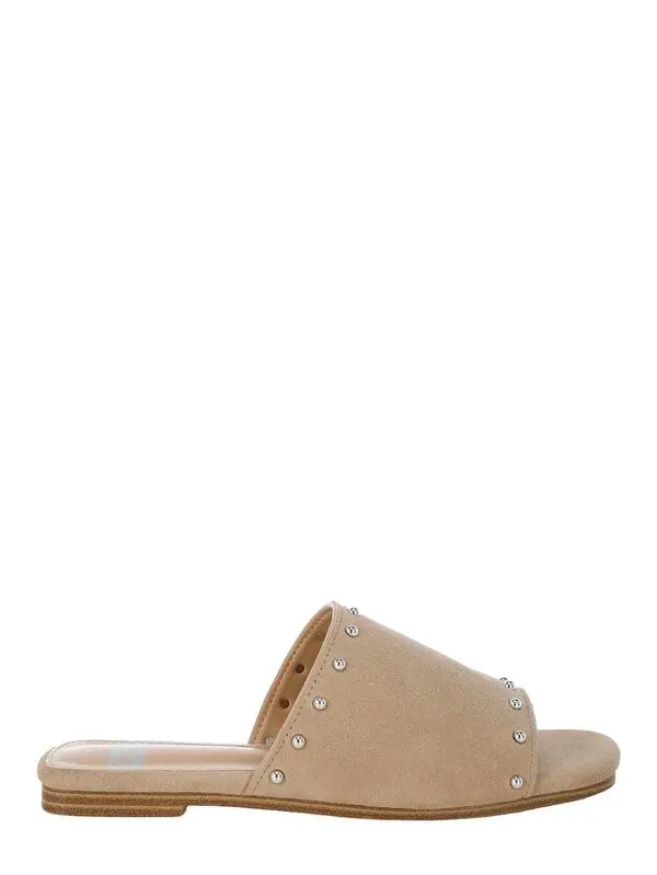 RAG & CO Neutrals Odalia Soft Suede Leather Studded Flats In Beige By - Beige/black