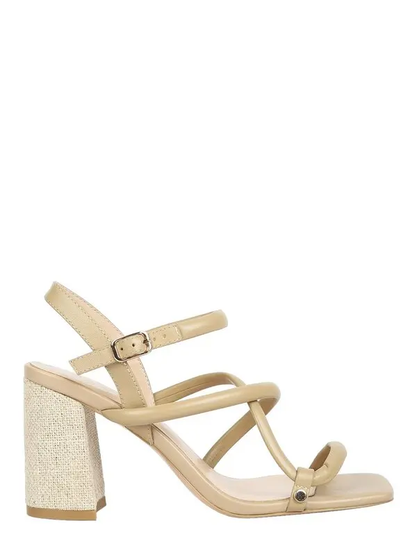 RAG & CO Artha Open Square Toe Block Heel Sandals In Taupe By - Brown