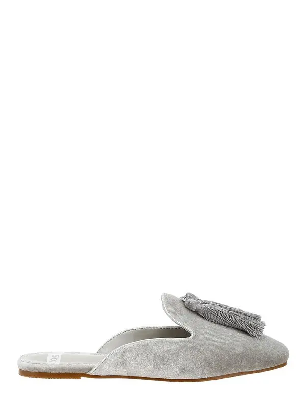 RAG & CO Cardinal Tassel Detail Velvet Mules In By - Silver