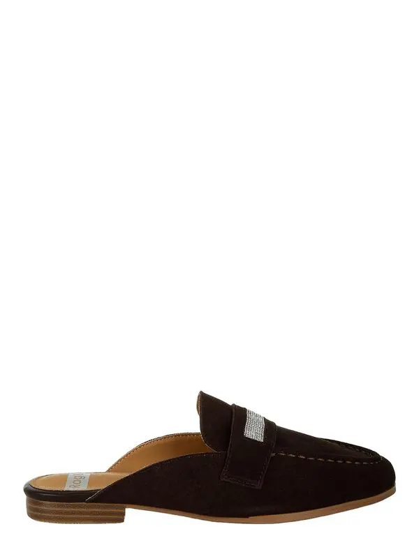 RAG & CO Belorose Rhinestone Strap Genuine Suede Mules In By - Brown