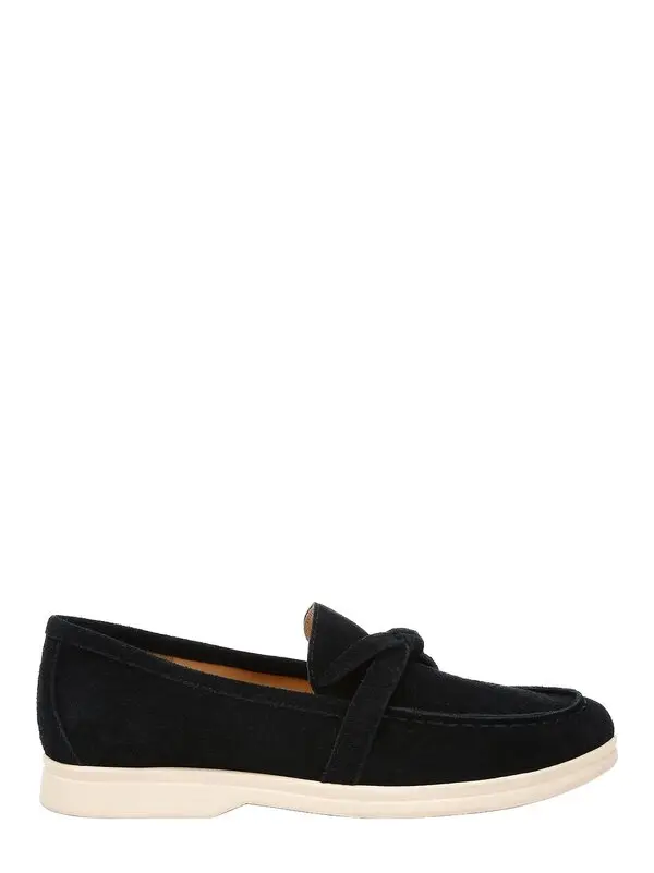RAG & CO Nautica Genuine Suede Knot Detailed Loafers In By - Black