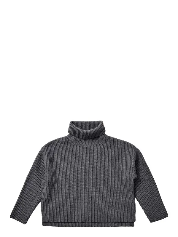 LINDSAY NICHOLAS NEW YORK Textured Turtleneck In Dark - Grey