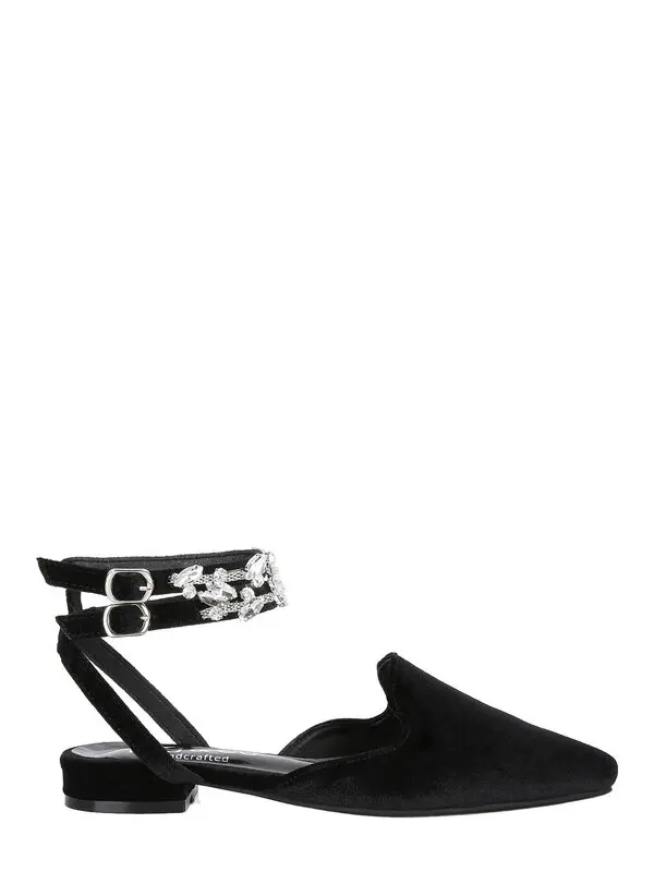 RAG & CO Salome Embellished Ankle Strap Velvet Mules In By - Black