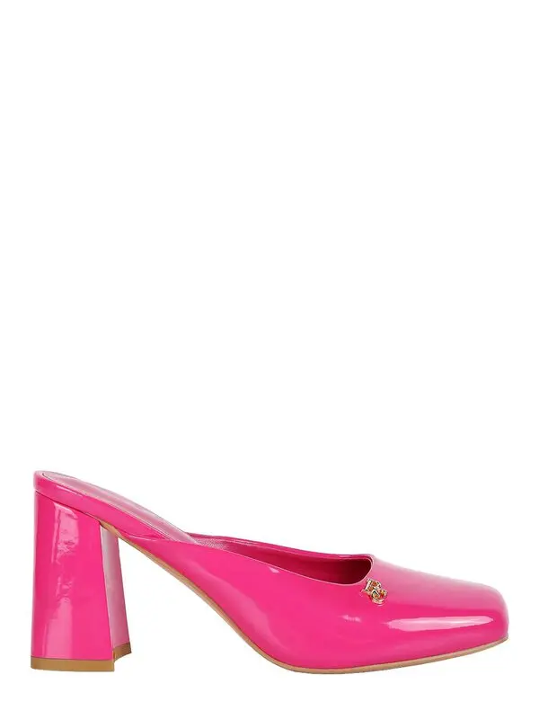 RAG & CO Neoplast Patent Pu Block Heeled Mules In By - Pink
