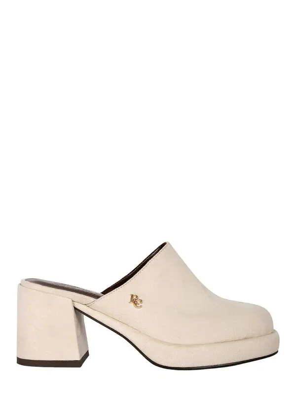 RAG & CO Neutrals Delaunay Suede Heeled Mule Sandals In By - Beige
