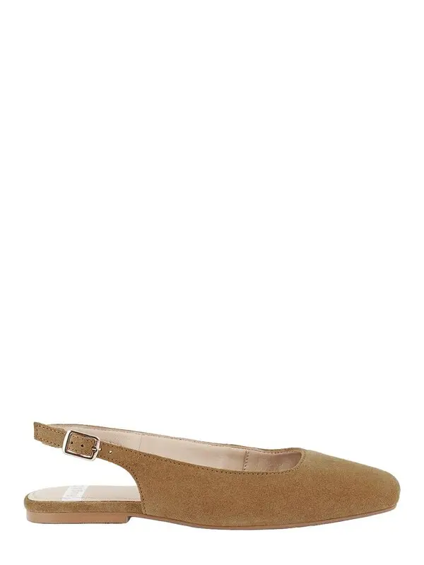 RAG & CO Sozani Genuine Suede Leather Slingback Flats In Tan By - Brown