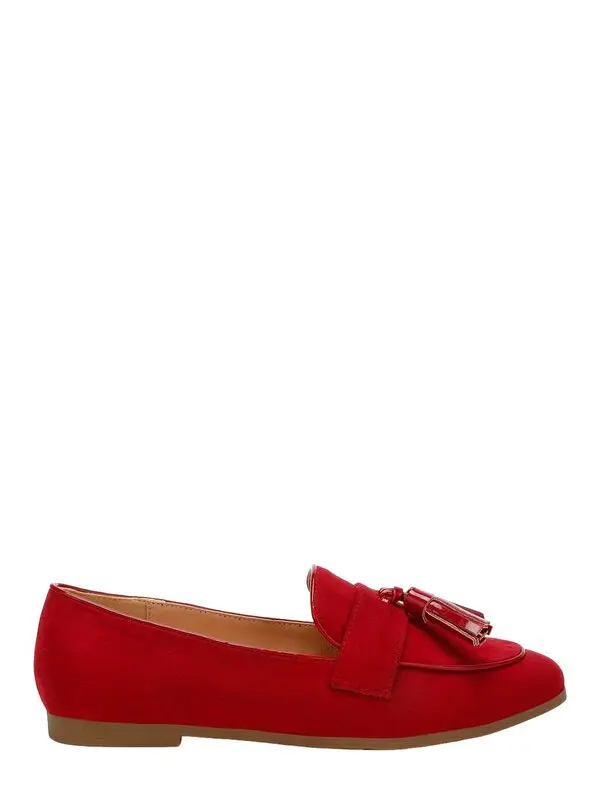 RAG & CO Folklore Micro Suede Tassel Loafers In By - Red