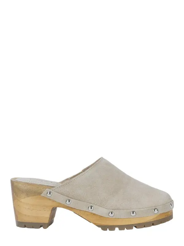 RAG & CO Neutrals Cedrus Fine Suede Studded Clogs Mules In By - Beige