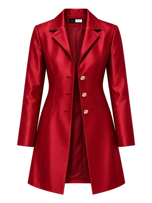 RICHA SHARMA Handcrafted Legacy Silk Coat In Deep - Red