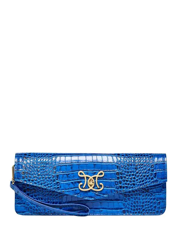 DE MARQUET Envelope Cut Faux Croc Capri - Blue