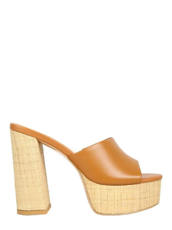 RAG & CO Shuri Open Toe High Block Heel Sandals In Tan By - Brown