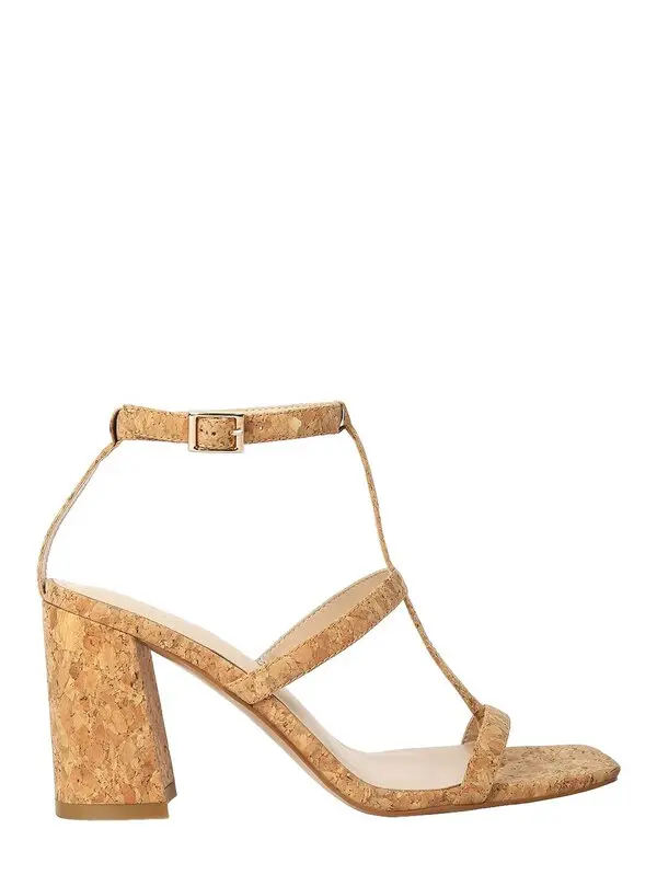 RAG & CO Neutrals Mirabella Open Square Toe Block Heel Sandals In Natural By - Black