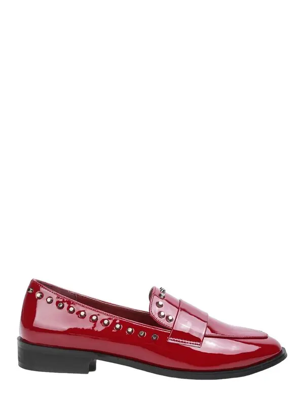 RAG & CO Emilia Burgundy Patent Stud Penny Loafers In Burgundy By - Red