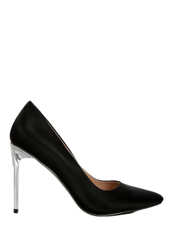 RAG & CO Stakes Clear Heel Classic Pump Sandals In By - Black
