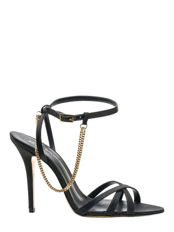 LEATHERE Suede Chain Tassel High Heel Sandals Arlington - Black