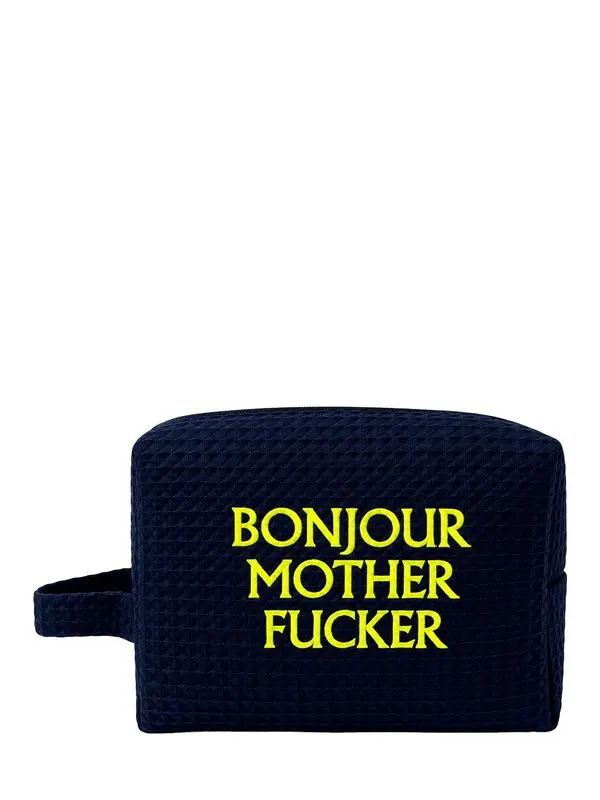 LILLY LOVES Bonjour Mf Navy Waffle Weave Cosmetic Bag - Blue