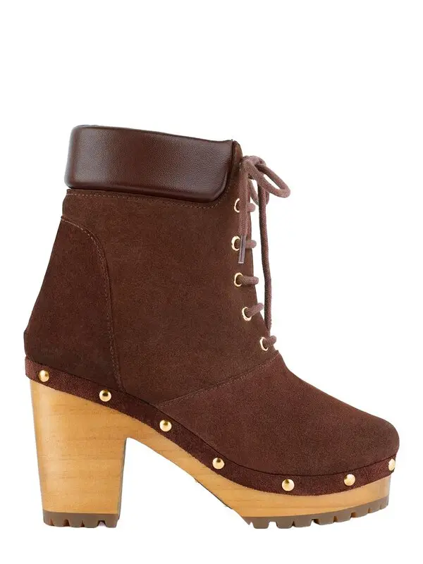 RAG & CO Maaya Handcrafted Collared Suede Boot In By - Brown