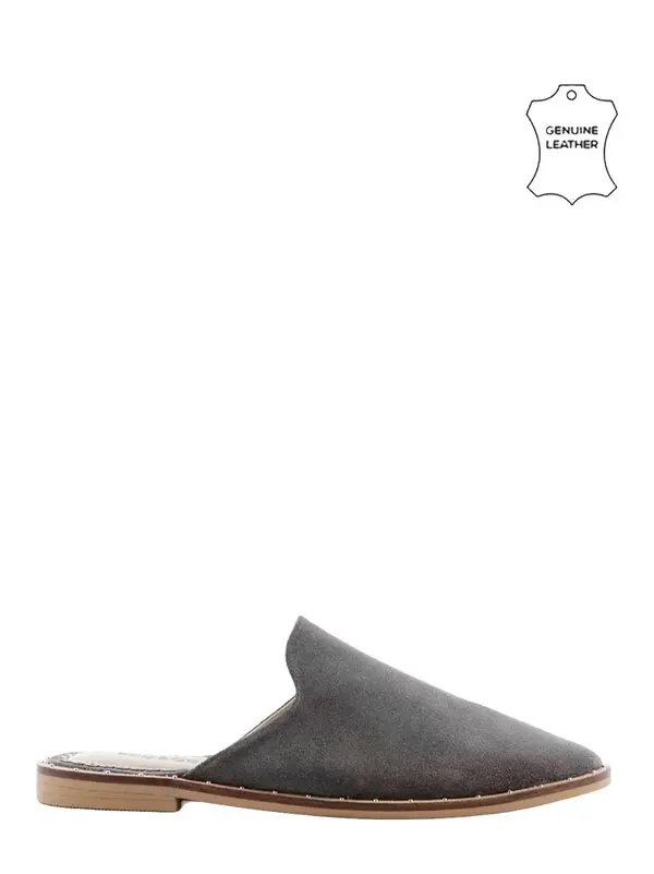 RAG & CO Lia Handcrafted Suede Mules In By - Grey