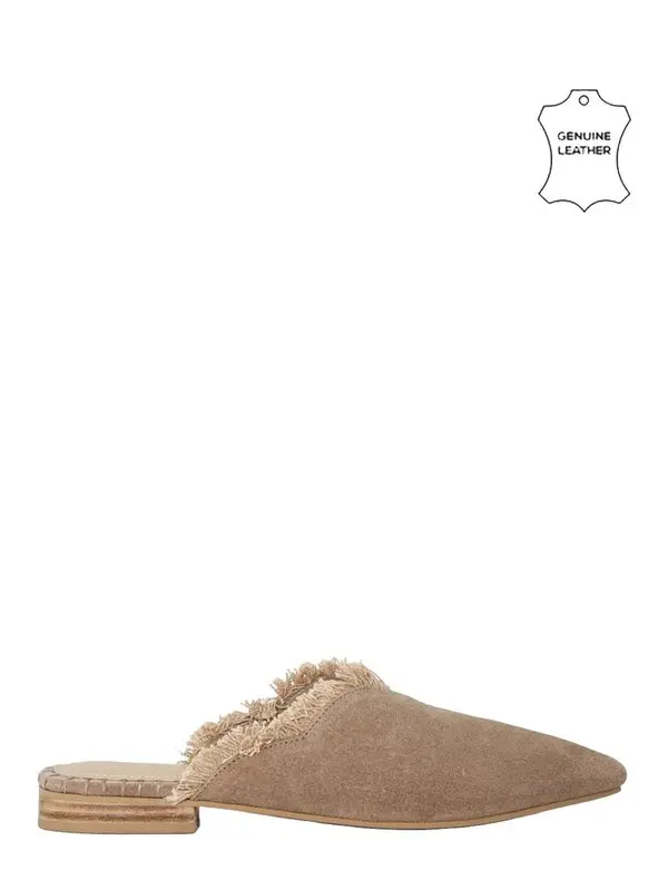 RAG & CO Neutrals Molly Frayed Leather Mules In Taupe By - Black