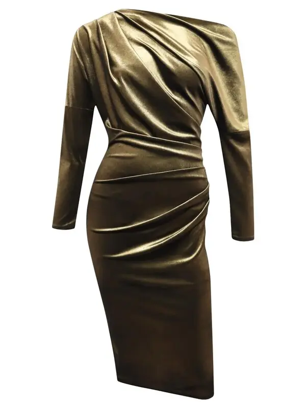 ME & THEE Make Haste Velvet Dress - Gold