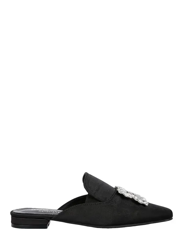 RAG & CO Perrine Diamante Brooch Slip On Mules In By - Black