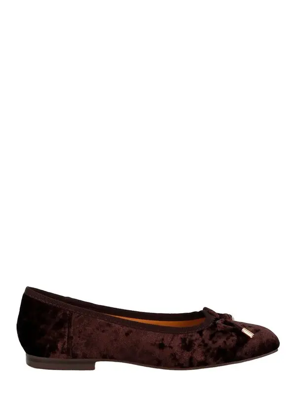 RAG & CO Buckrose Velvet Bow Ballerinas In By - Brown