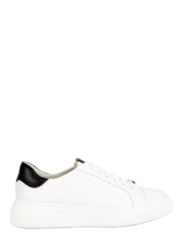 RAG & CO Schick Lace Up Leather Sneakers In By - Black