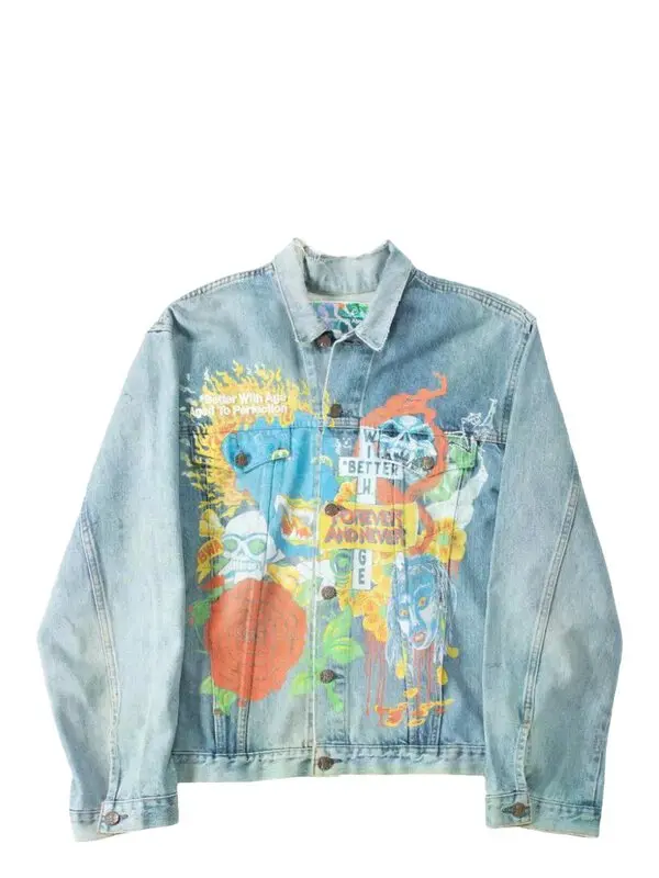 BETTER WITH AGE Maudye Graphic-print Denim Jacket - Blue