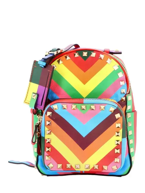 Valentino Garavani 1973 Rockstud Striped Leather Mini Backpack - Multicolour