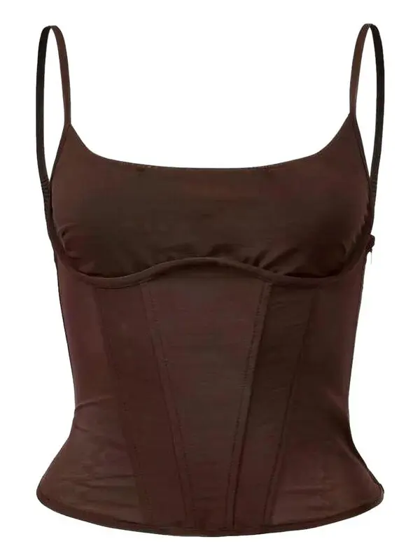VIKTORIA & WOODS Evocative Corset-style Camisole Top - Brown