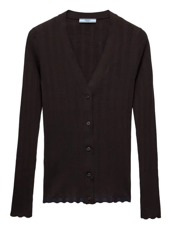 Prada Wool Cardigan - Dark Brown/navy Blue