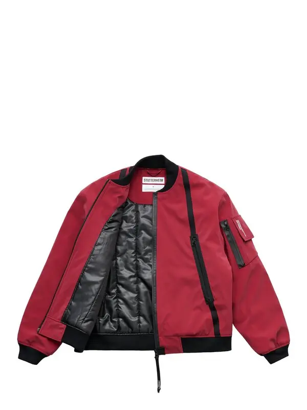 Stutterheim Bredsand Zip Winter Bomber Jacket - Burgundy