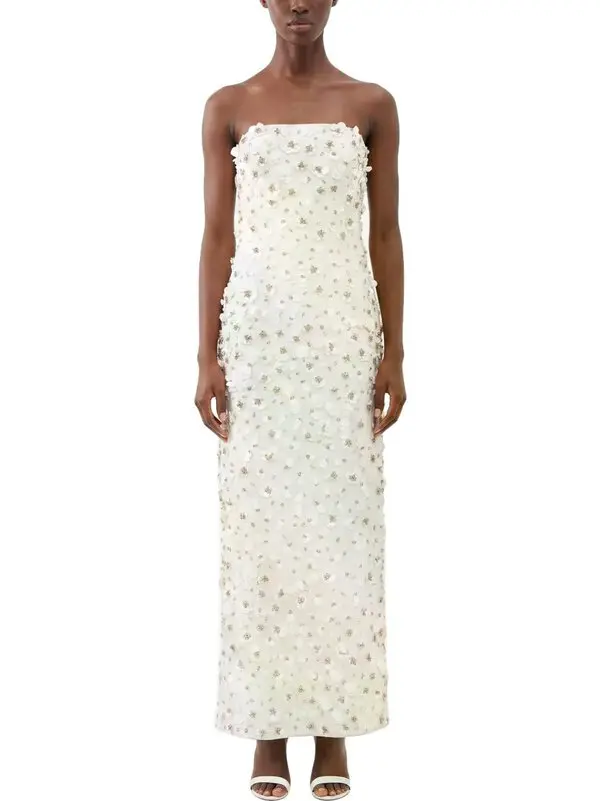 Simkhai Serafina Floral-appliqué Strapless Dress - Neutrals