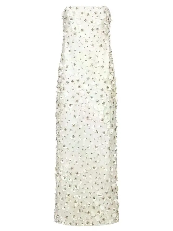 Simkhai Serafina Floral-appliqué Strapless Dress - Neutrals