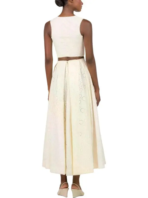 Agua Bendita Delta Playa Midi A-line Skirt - White