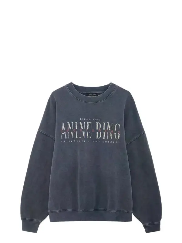 ANINE BING Miles Sweatshirt Sport Club Washed Black - Washed Ash
