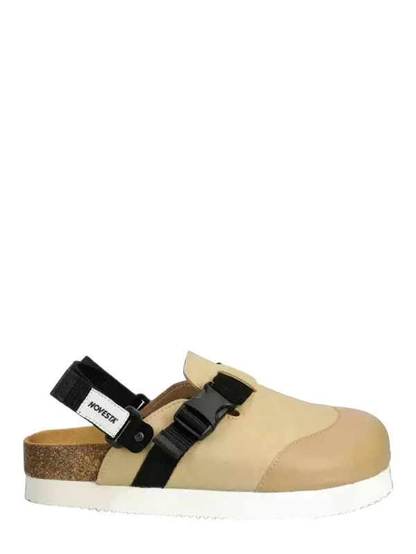Novesta Buckle-strap Flat Mules - Neutrals