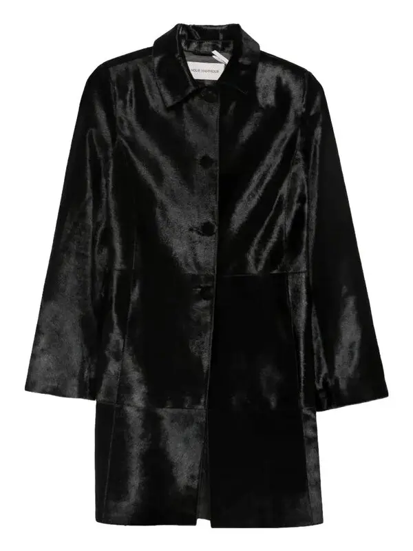 Nour Hammour Stella Lamb-hair Coat - Black