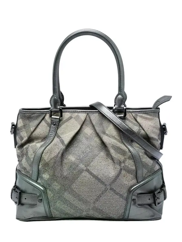 Burberry 2000-2017 Glitter Smoke Check Canvas Check Satchel - Silver
