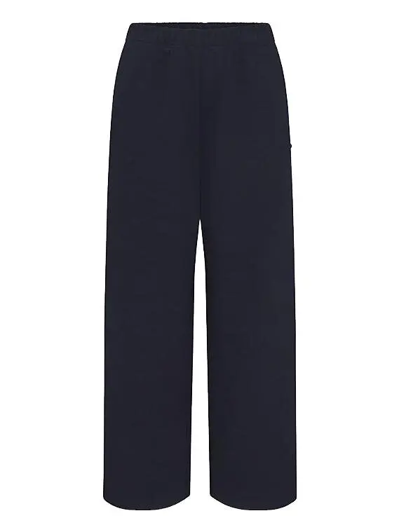 SKIMS Classic Straight-leg Cotton-fleece Trousers - Navy