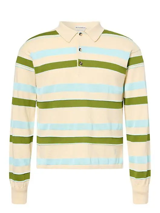 JW Anderson Striped Knitted Polo Shirt - Ivory